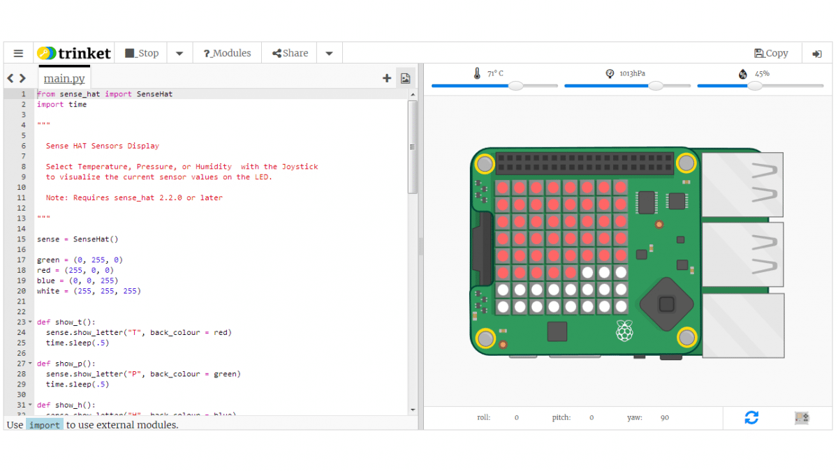 Web-basierter Python-Emulator für Raspi Sense HAT | heise online