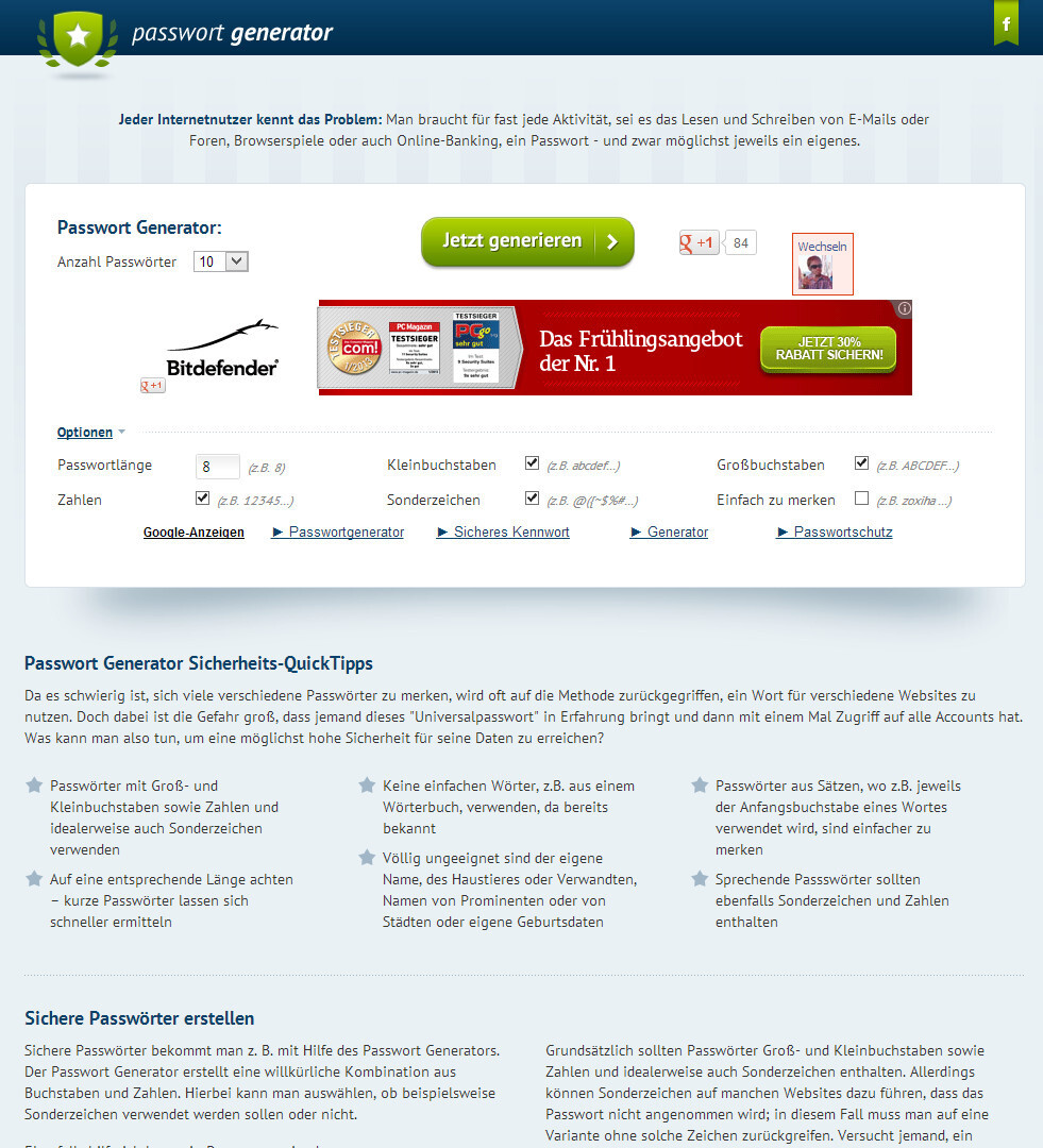 passwort generator gratis nutzen | Heise