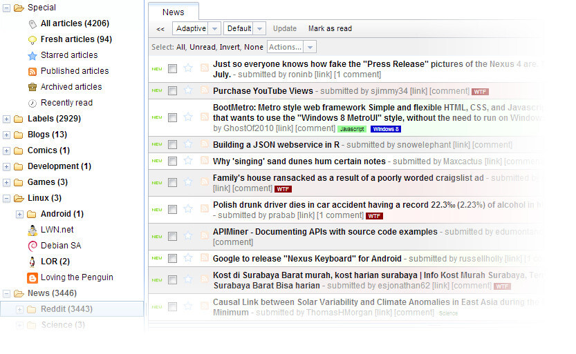 Tiny Tiny RSS - Gratis-Download | Heise