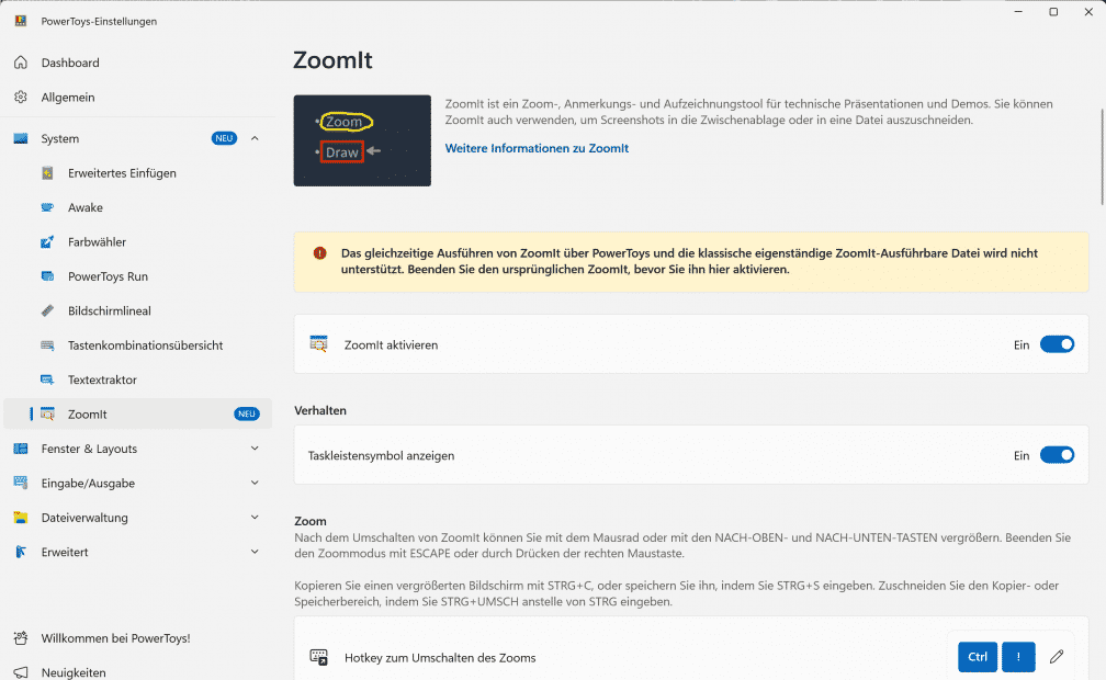 Powertoys: Version 0.88 bringt neues ZoomIt-Werkzeug | heise online
