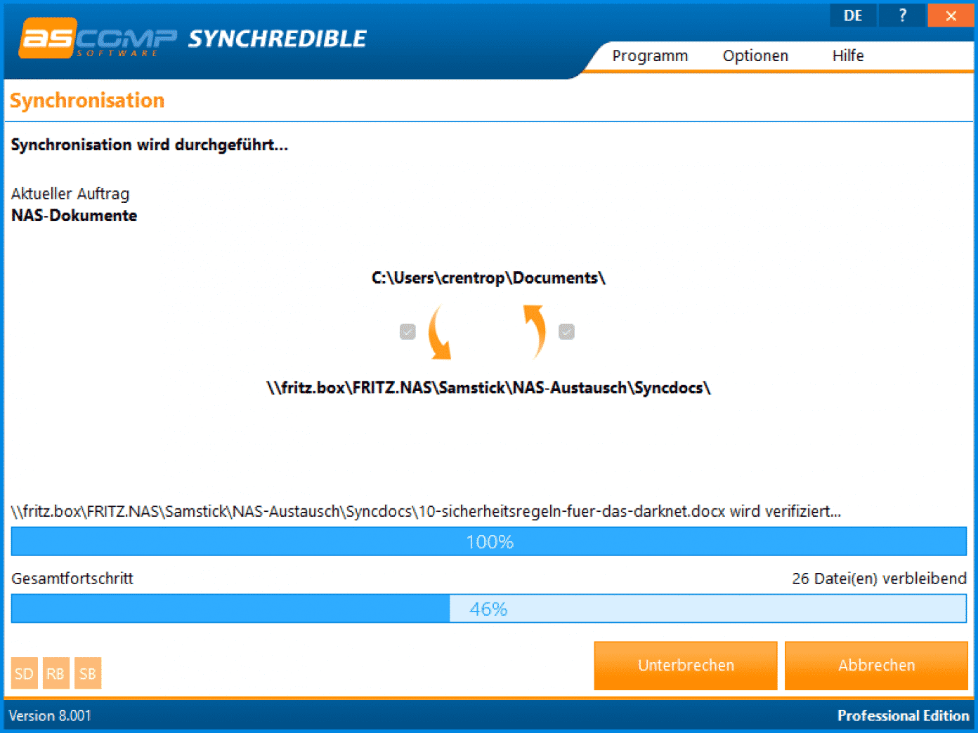 Synchredible im Test: Dateien einfach synchron halten | heise Download