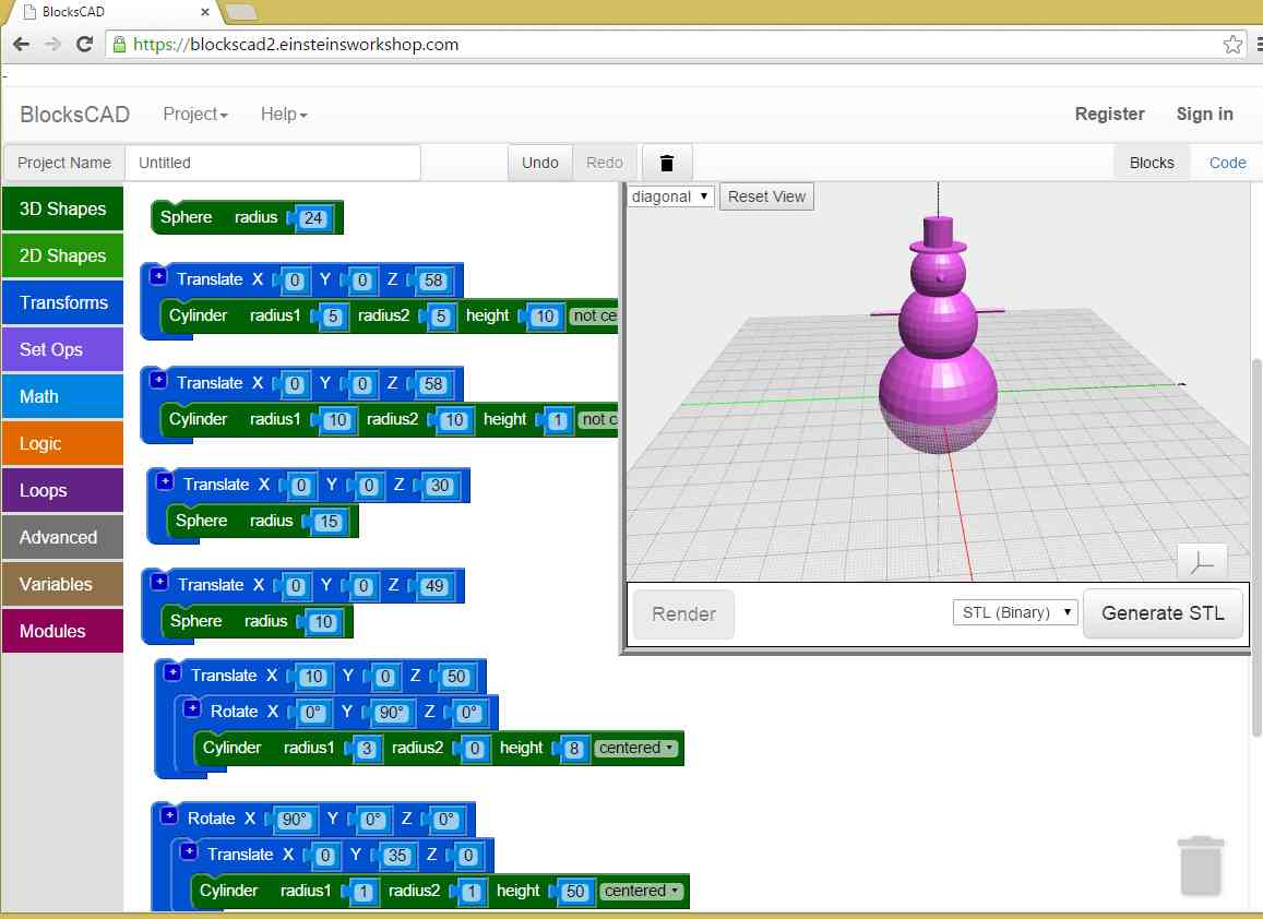BlocksCAD: Mit Scratch kinderleicht 3D-Modelle programmieren | heise online
