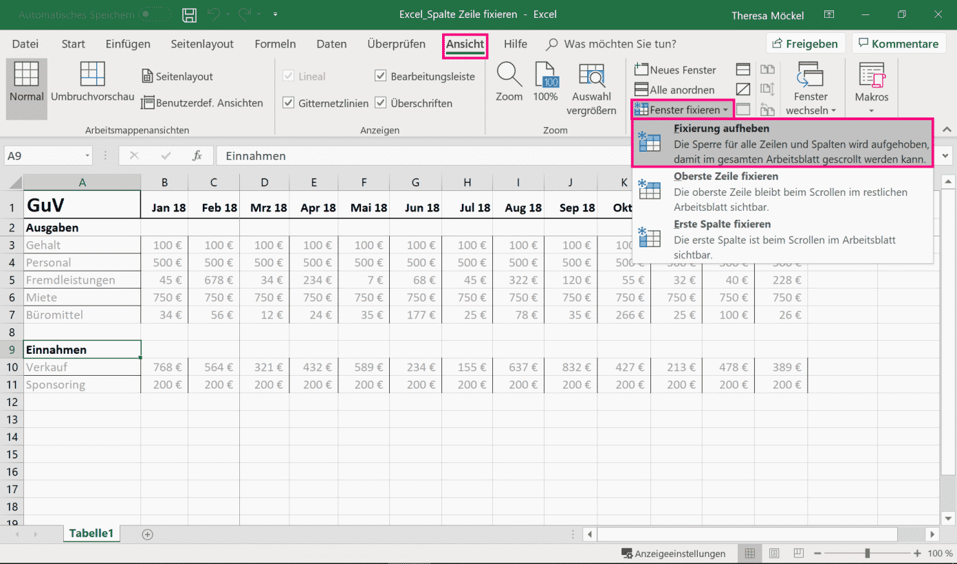 Excel: Spalte fixieren - so geht's | heise online