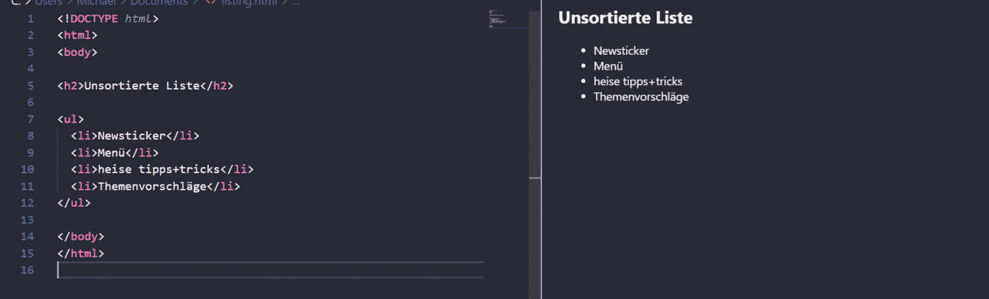 HTML: Aufzählungen erstellen | heise online