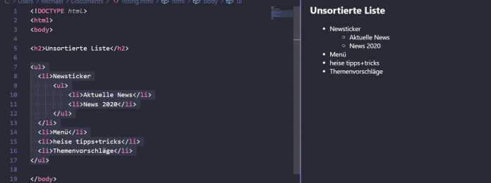 HTML: Aufzählungen erstellen | heise online